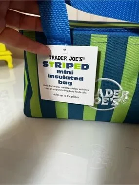 Trader Joe'S | Bags | Trader Joes Striped Mini Insulated Bag Tote Blue ...